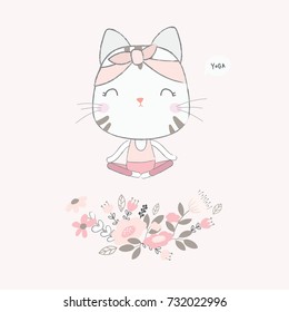 lindo gato con flor: vector de stock (libre de regalías) 732022996 ...