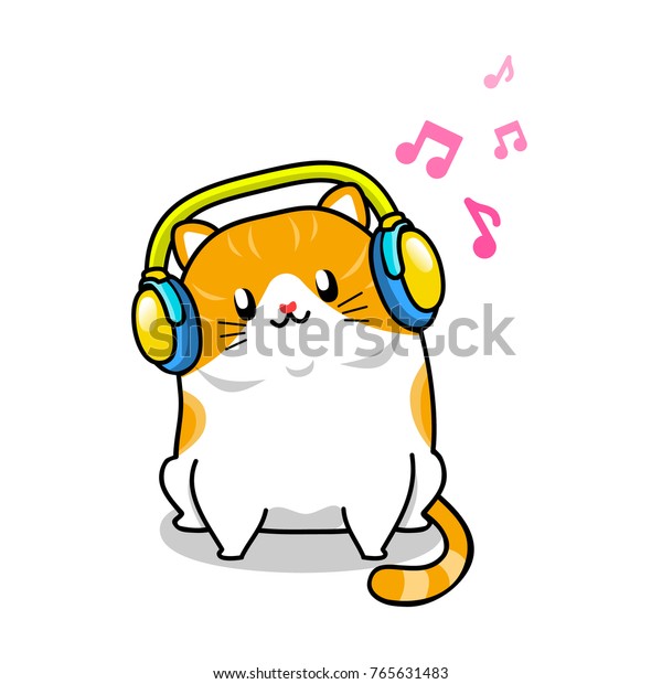 Cute Cat Headphone Cartoon Vector Illustration Stock Vector (Royalty ...