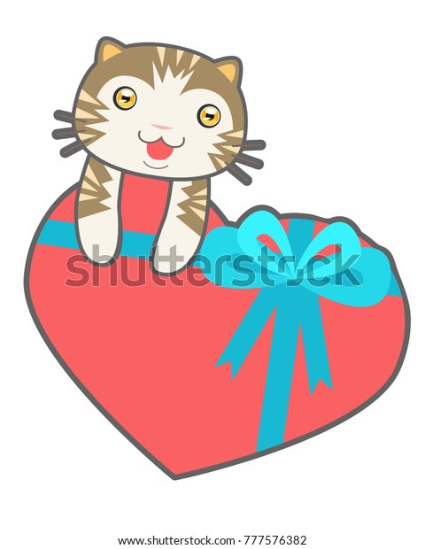 Cute Cat Heart Vector Illustraion Cartoon Stock Vector (Royalty Free ...