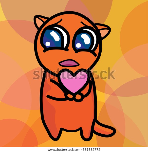 Cute Cat Heart Vector Illustration Stock Vector (Royalty Free ...