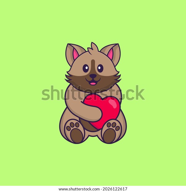 Cute Cat Holding Big Red Heart Stock Vector (Royalty Free) 2026122617 ...