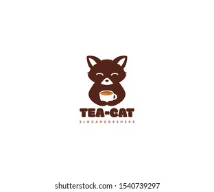 Cute Cat Holding Tea Logo Vector: Vector có sẵn (miễn phí bản quyền ...