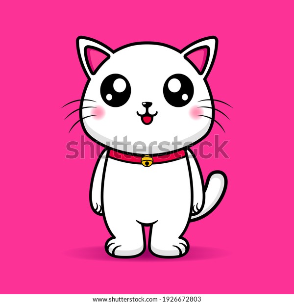 Cute Cat Illustration Design Maskot Kawaii Stock Vector (Royalty Free ...