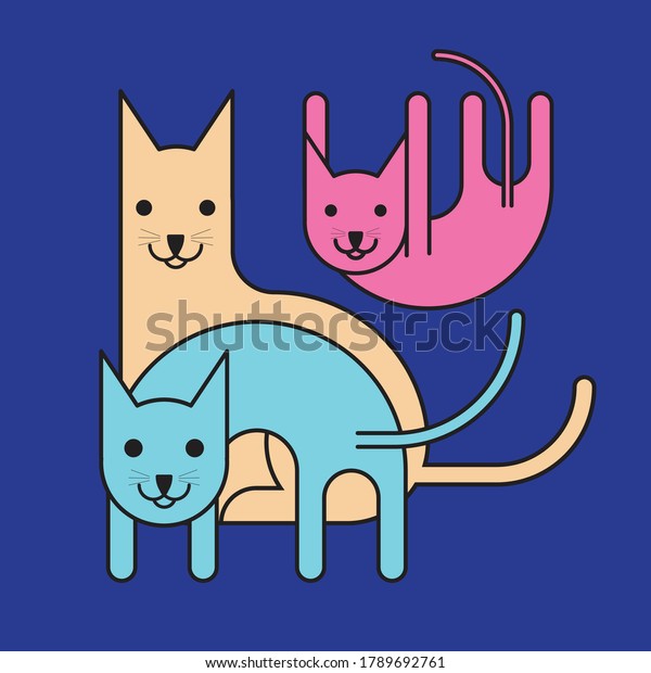 Cute Cat Kitten Playing Together Stock Vector (Royalty Free) 1789692761 ...