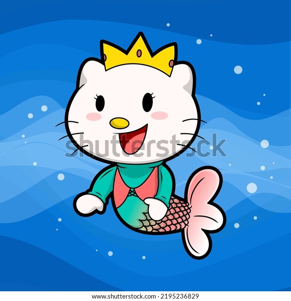 Cute Cat Mermaid Cartoon Vector Icon Stock Vector (Royalty Free ...