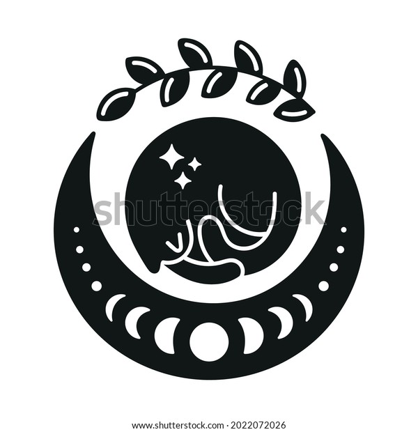 Cute Cat Moon Moon Phases Magical Stock Vector (Royalty Free ...