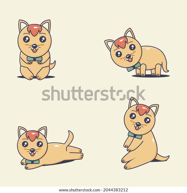 Cute Cat Multiple Poses Stock Vector (Royalty Free) 2044383212 ...