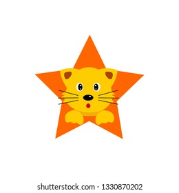 Cute Cat Orange Star Stock Vector (Royalty Free) 1330870202 | Shutterstock