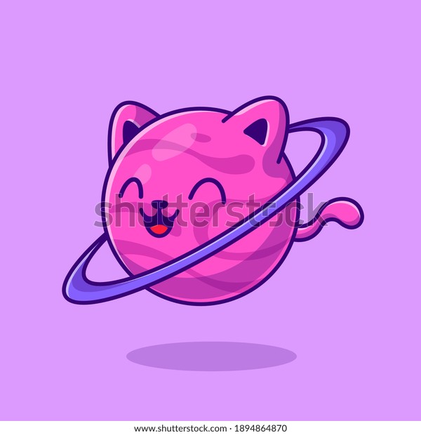 Cute Cat Planet Cartoon Vector Icon Stock Vector (Royalty Free ...