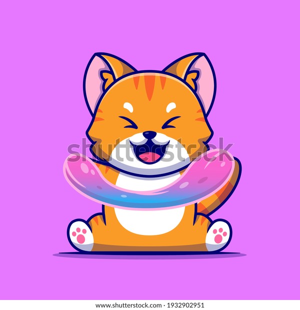 Cute Cat Playing Slime Cartoon Vector Stock Vector (Royalty Free ...