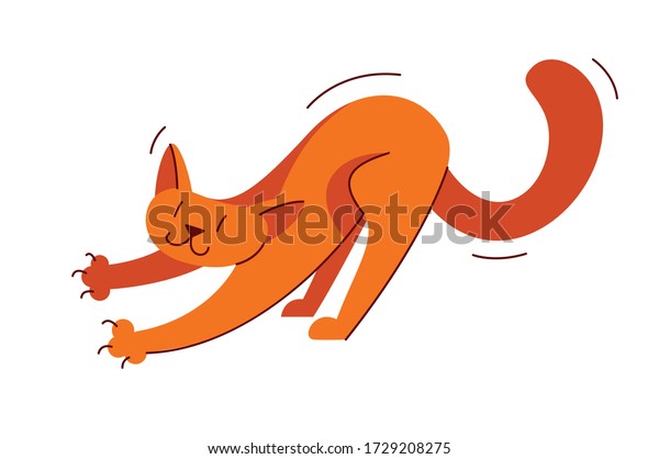 Cute Cat Playing Stretching Vector Illustration Stock Vector (Royalty ...