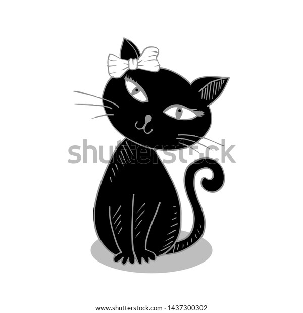 Cute Cat Ribbon Bow Head Vector Stock Vector (Royalty Free) 1437300302 ...