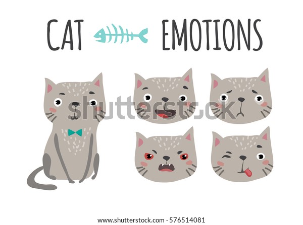Cute Cat Set Emotions 스톡 벡터(로열티 프리) 576514081 | Shutterstock