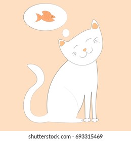 Cute Cat Starving Vector Cartoon Illustration Stock Vector (Royalty ...
