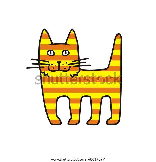 Cute Cat Stripes Isolated On White Stock Vector (Royalty Free) 68019097 ...