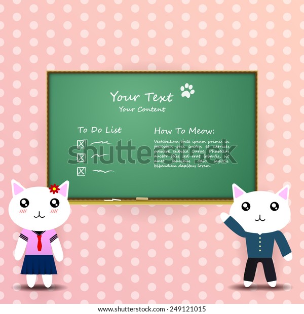Cute Cat Students Front School Chalkboard Stock Vector (Royalty Free ...