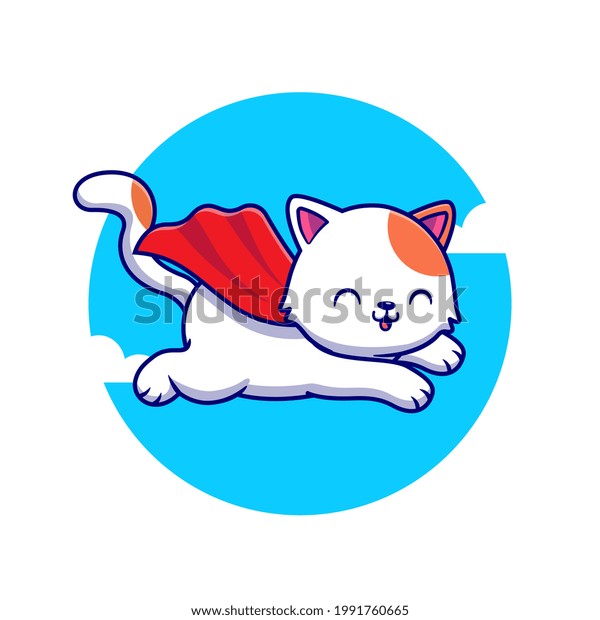 Cute Cat Super Hero Flying Cartoon Stock Vector (Royalty Free ...