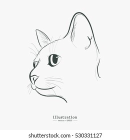 Cute Cat Symbol Drawing Style Hipster Stock Vector (Royalty Free ...
