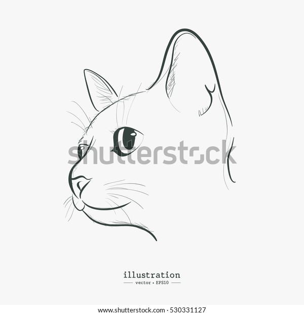 Cute Cat Symbol Drawing Style Hipster Stock Vector (Royalty Free ...