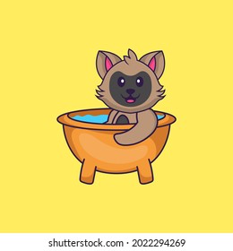 Cute Cat Taking Bath Bathtub Animal Stock Vector (Royalty Free ...
