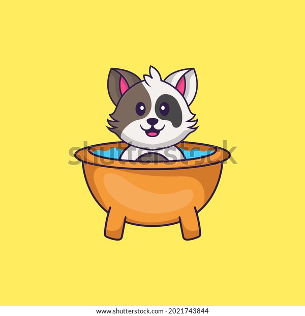 Cute Cat Taking Bath Bathtub Animal Stock Vector (Royalty Free ...