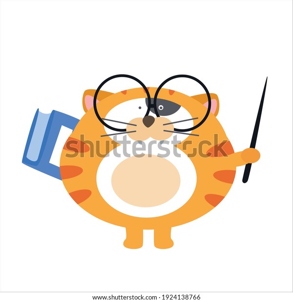 Cute Cat Teacher Character Vector Template Stock Vector (Royalty Free ...