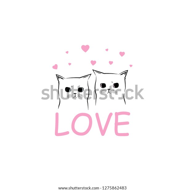 Cute Cats Love Vector Illustration Stock Vector (Royalty Free ...
