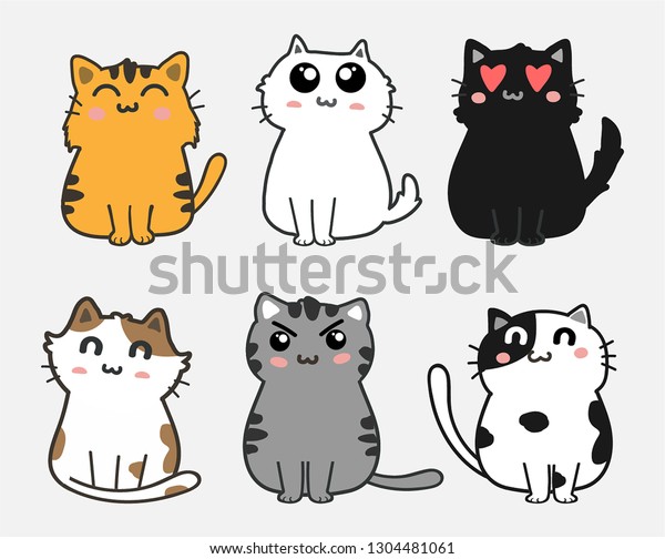 Cute Cats Set Stock Vector Royalty Free 1304481061 Shutterstock