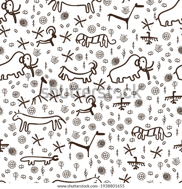 Cute Cave Drawings Hand Drawn Vector Stock Vector (Royalty Free ...