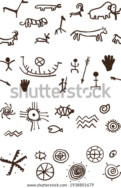 Cute Cave Drawings Hand Drawn Vector Stock Vector (Royalty Free ...