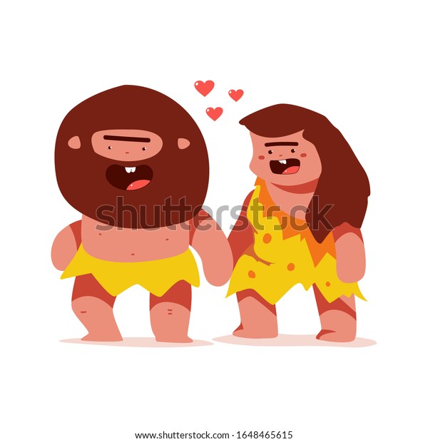 Cute Caveman Couple Love Vector Cartoon Stock Vector (Royalty Free ...