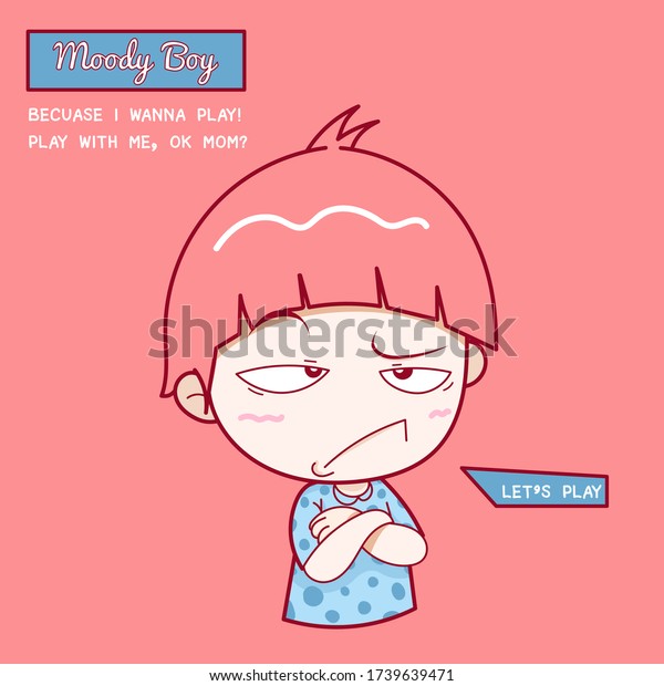 Cute Character Cartoon Moody Boy Stock Vector (Royalty Free) 1739639471 ...