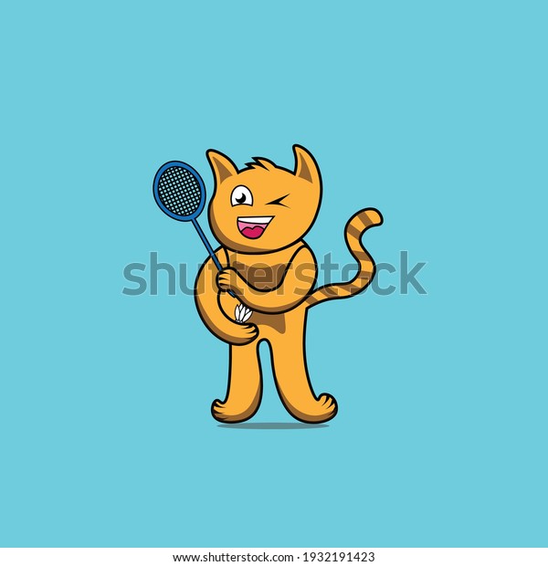 배드민턴 치는 귀여운 캐릭터 고양이 스톡 벡터(로열티 프리) 1932191423 | Shutterstock