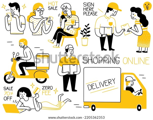 Cute Character Design Doodle Style People Stock Vector (Royalty Free ...