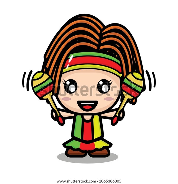 Cute Character Reggae Girl Dancing Stock Vector (Royalty Free ...