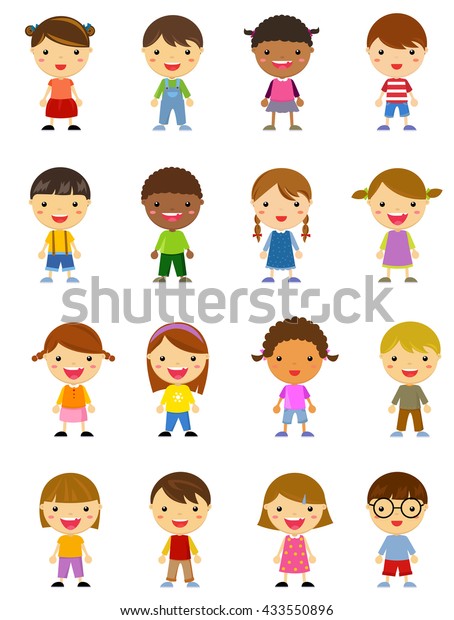 Cute Character Set Kids Stock Vector (Royalty Free) 433550896 ...