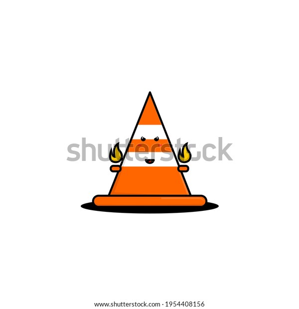 Cute Character Traffic Cone Angry Expression Stock Vector (Royalty Free ...