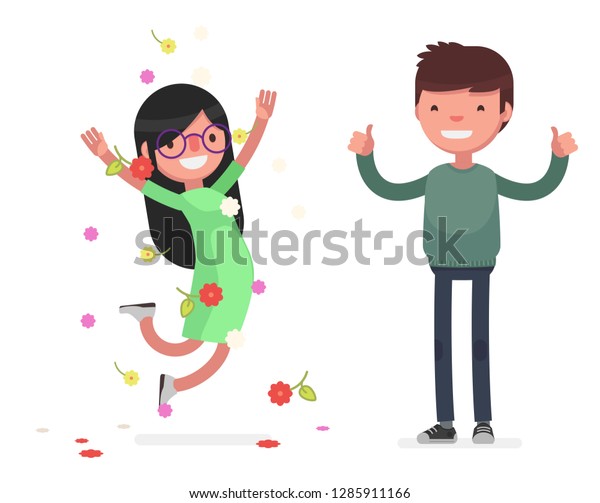 Cute Characters Celebrating Vector Illustration Stock Vector (Royalty ...