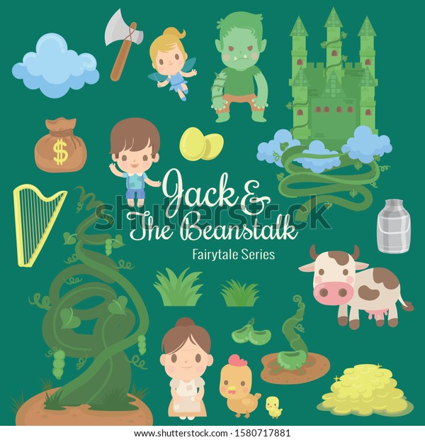Cute Characters Illustrations Story Jack Beanstalk Stock Vector ...