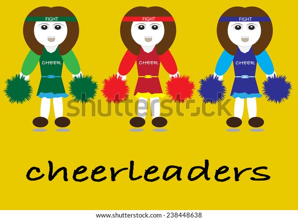 Cute Cheerleader Cartoon Character Different Color Stock Vector ...