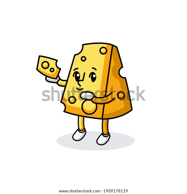 Cute Cheese Mascot Logo Design Stock Vector (Royalty Free) 1909178119