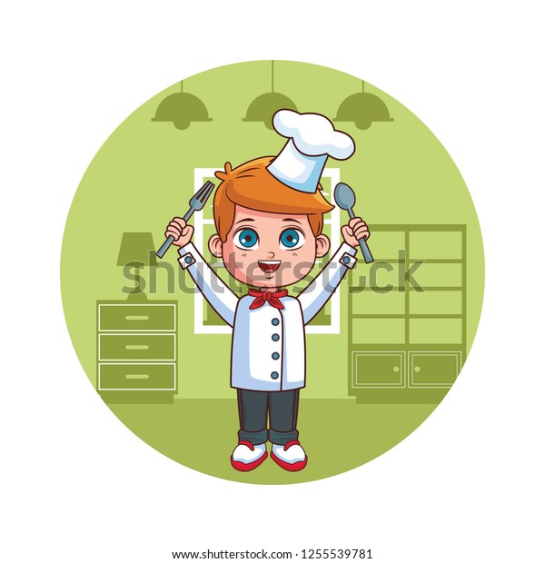Cute Chef Boy Cartoon Stock Vector (Royalty Free) 1255539781 | Shutterstock