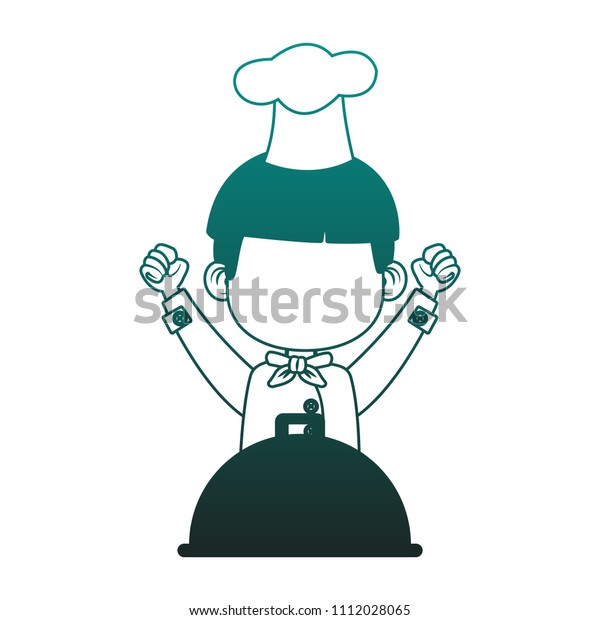 Cute Chef Boy Cartoon Blue Lines Stock Vector (Royalty Free) 1112028065 ...
