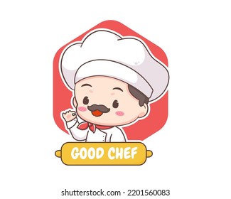 Cute Chef Logo Mascot Cartoon Character Stock Vector (Royalty Free ...