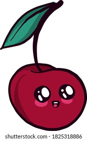 Cherry Cute Smiling Face Vector Flat: เวกเตอร์สต็อก (ปลอดค่าลิขสิทธิ์ ...