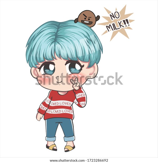 Cute Chibi Boy Cartoon Tosca Hair Stock Vector (Royalty Free ...