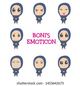 Cute Chibi Emoticon Set Available Stickers: vector de stock (libre de ...