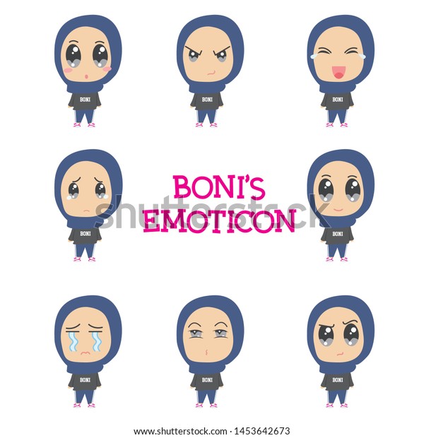 Cute Chibi Emoticon Set Available Stickers: vector de stock (libre de ...