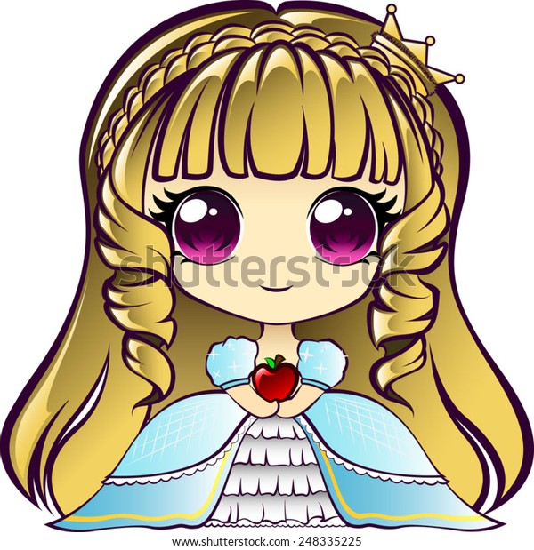 Cute Chibi Princess Holding Apple Stock Vector (Royalty Free) 248335225