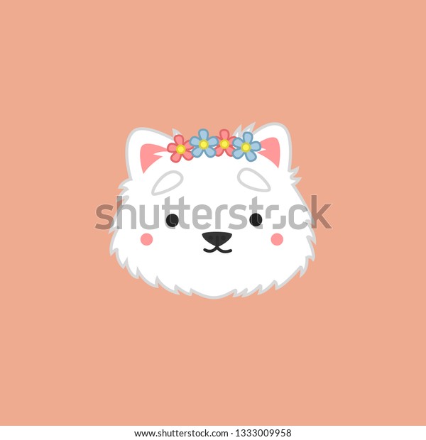 Cute Chibi Samoyed Dog Head Cartoon Stock Vector (Royalty Free) 1333009958